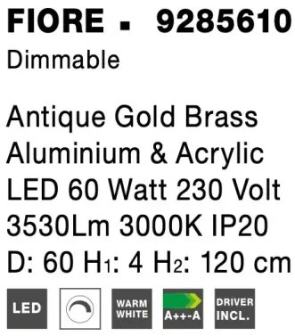 LED lustr Fiore 60 zlaté