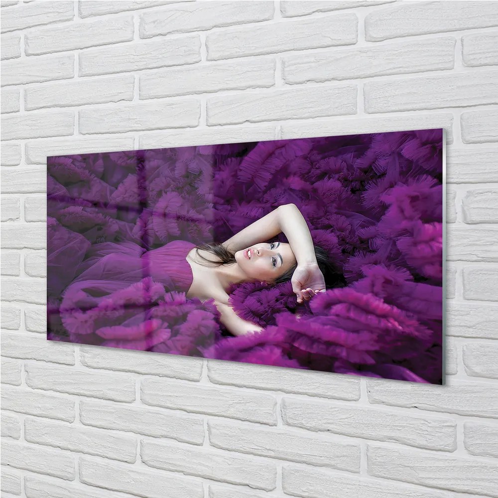 akrylový obraz Žena purple 125x50 cm