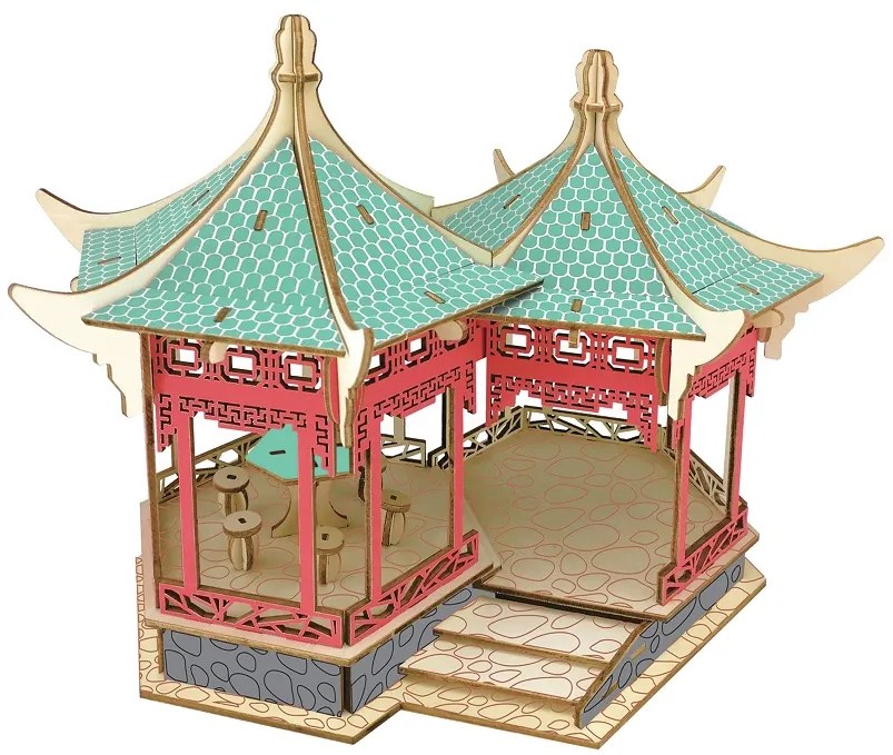 Woodcraft construction kit Woodcraft Dřevěné 3D puzzle slavné budovy Yueyang Tower v barvě