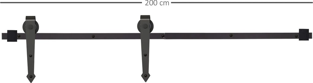 HOMCOM Sada posuvných dveří, rustikální design, uhlíková ocel, nosnost až 100 kg na panel