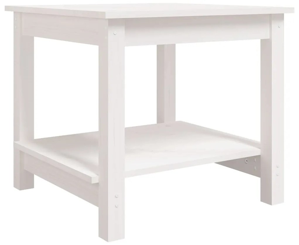 Konferenční stolek bílý 50 x 50 x 45 cm masivní borové dřevo - Default Title