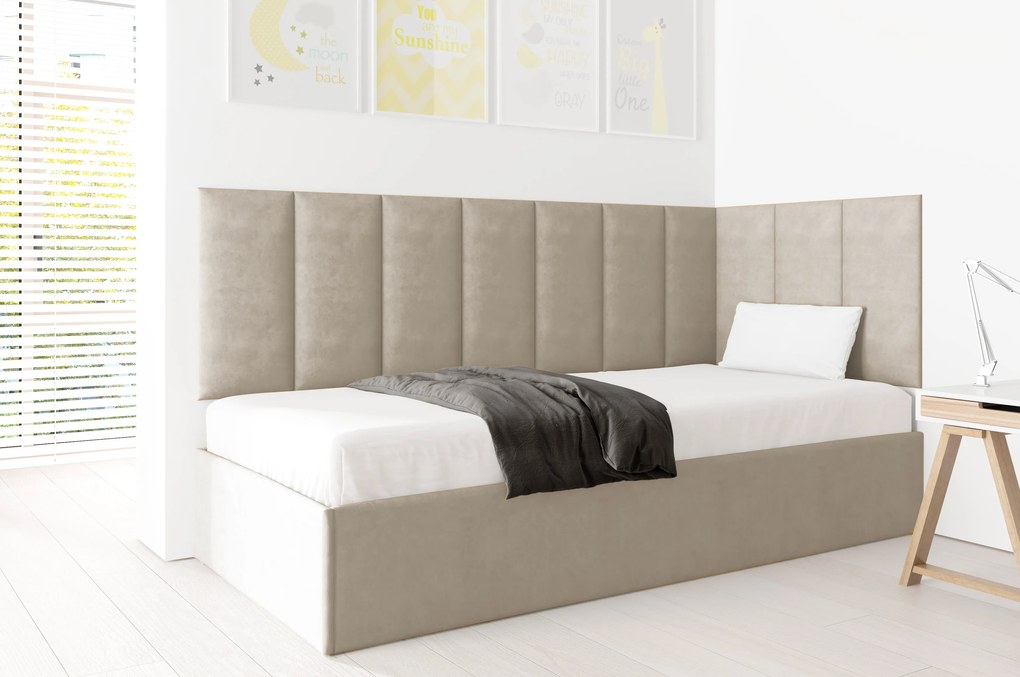 Eka Čalouněná postel Lucy s čalouněnými panely ZDARMA - 90x200 cm Barva látky Trinity: Krémově bíla (Trinity 2301)