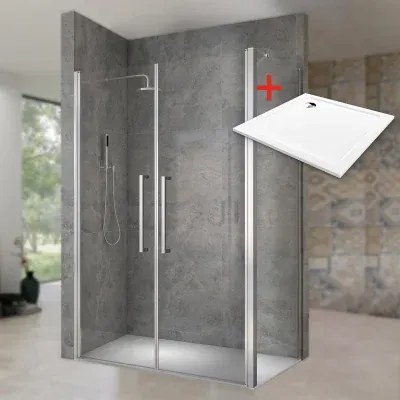 HANY ROCKY 80x80 Čiré Sprchový kout čtvercový  s mramorovou vaničkou