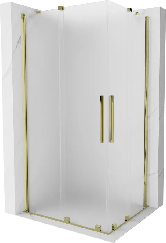 Mexen Velar Duo, sprchový kout s posuvnými dveřmi 90 x 80 cm, 8mm sklo námraza, zlatá lesklá, 871-090-080-32-50