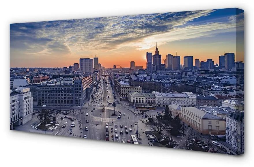 Obrazy na plátně Varšava mrakodrapy Sunset 125x50 cm