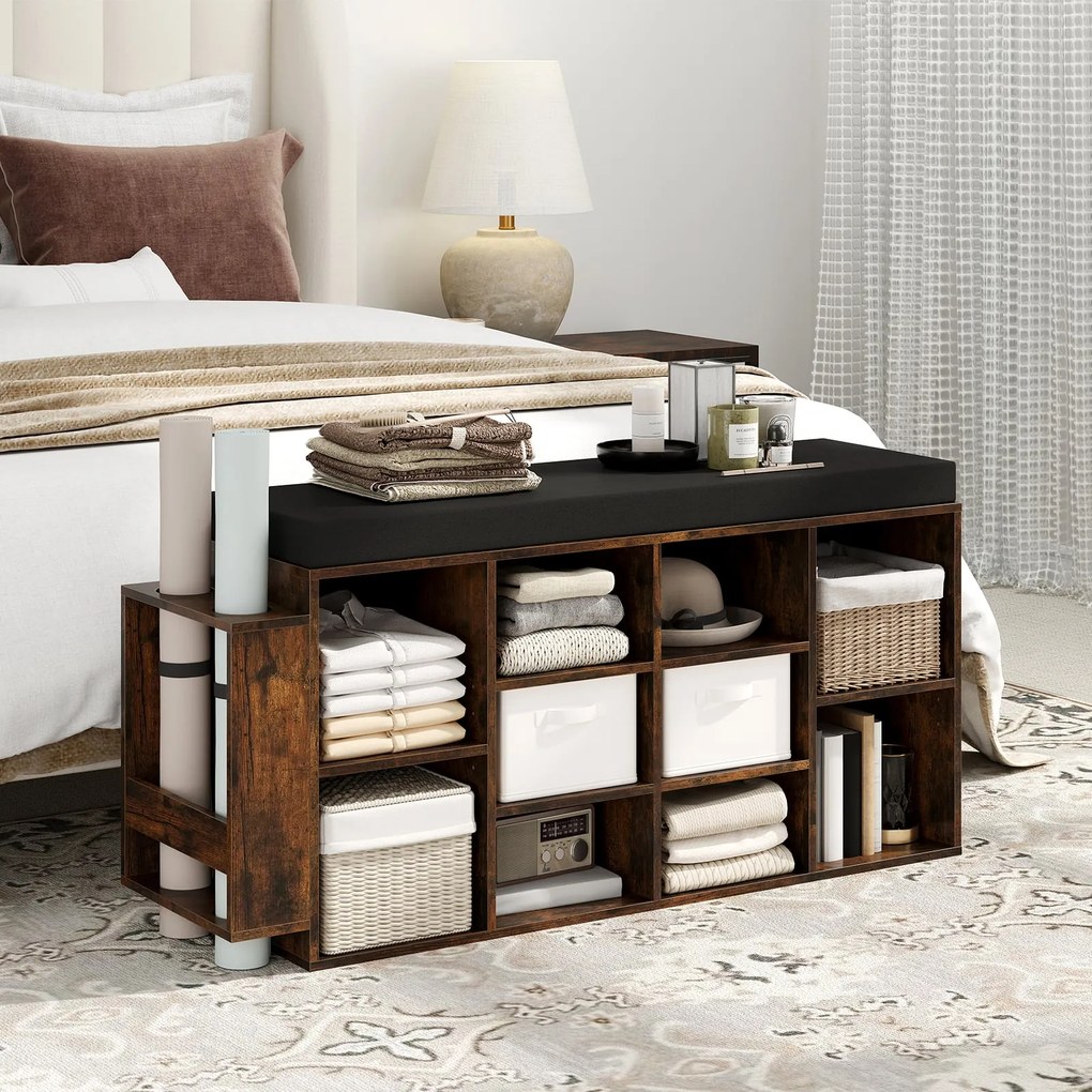 Costway Lavička na boty s držákem na deštník s polstrovaným sedákem