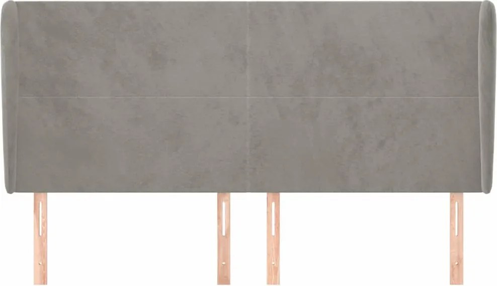 Čelo postele typu ušák světle šedé 203x23x118/128 cm samet 3117742