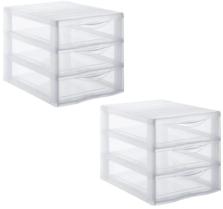 SUNDIS Úložný box se 3 zásuvkami, transparentní, ORGAMIX A4