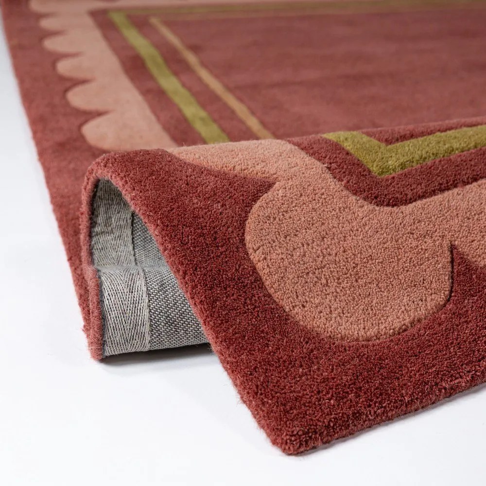 Vínový ručně tkaný vlněný běhoun 80x230 cm Lois – Flair Rugs
