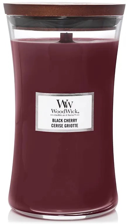 WoodWick – svíčka Black Cherry (Černá třešeň) Velikost: malá 85 g