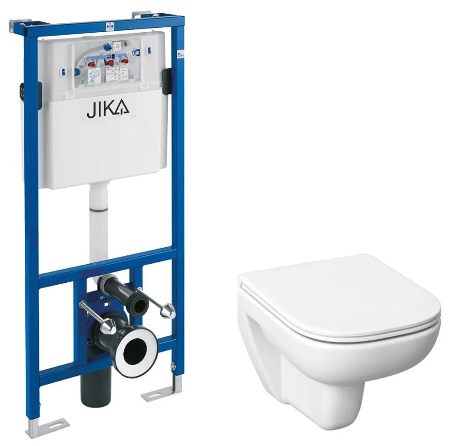 Jika Deep - Set předstěnové instalace a závěsného klozetu, Rimless, DualFlush, bílá H6006140000002