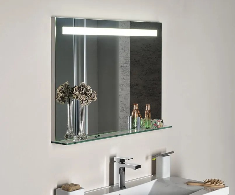 Sapho, BRETO LED podsvícené zrcadlo, skleněná police, 800x608mm, BT080