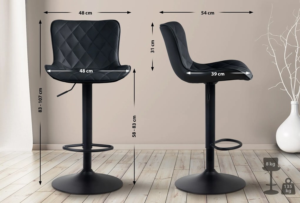 Barové židle Millom - 2 ks - umělá kůže | černé