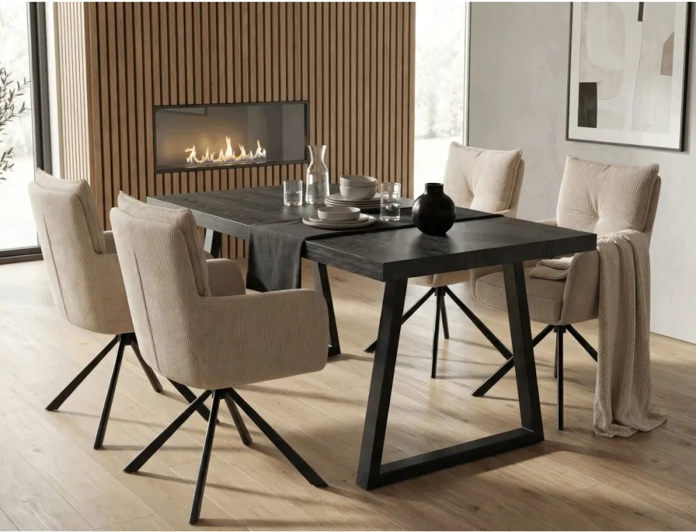 Jídelní stůl rozkládací 160- HT-R5624 GREY, lamino, šedý dub (160 x 90) cm
