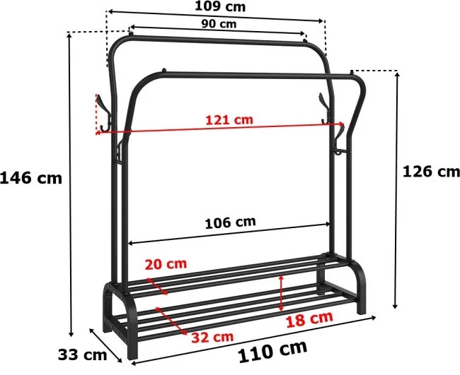 Věšákový stojan LARY černý