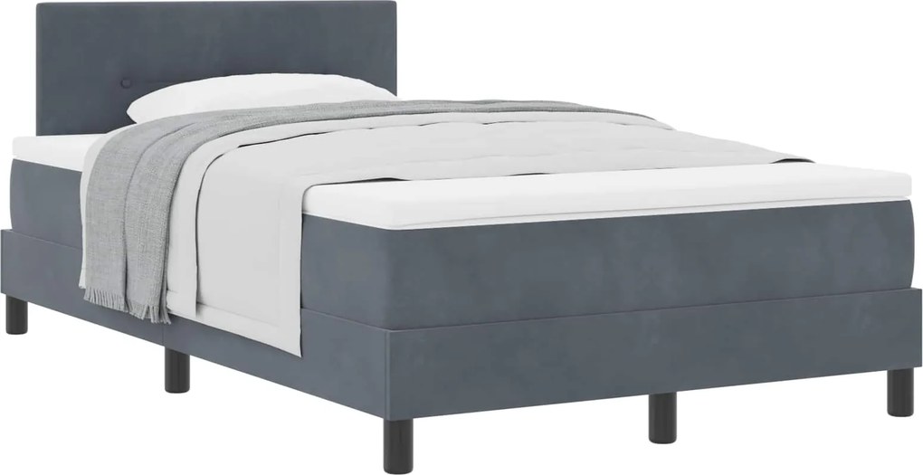Postel s boxspringem s čelo Tmavě šedá 120 x 190 cm samet 3339159