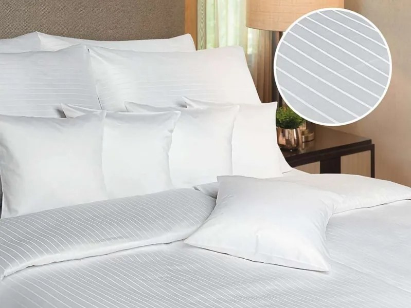 DADKA Povlečení atlas grádl Polycotton bílý pruh 140x220, 70x90 cm