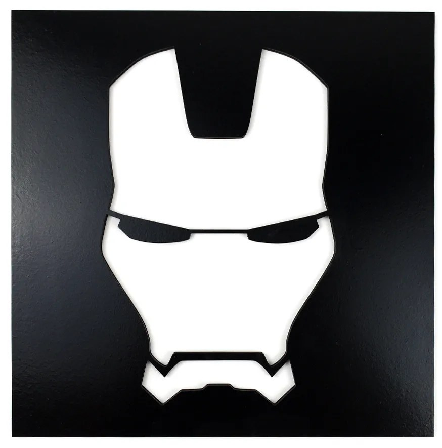 Živá Zeď Dřevěná nástěnná dekorace Maska Iron Man černá