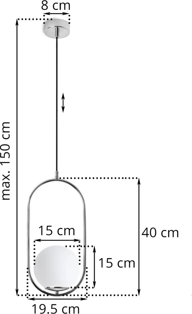 Závěsné svítidlo Florence, 1x bílé skleněné stínítko, ch, U