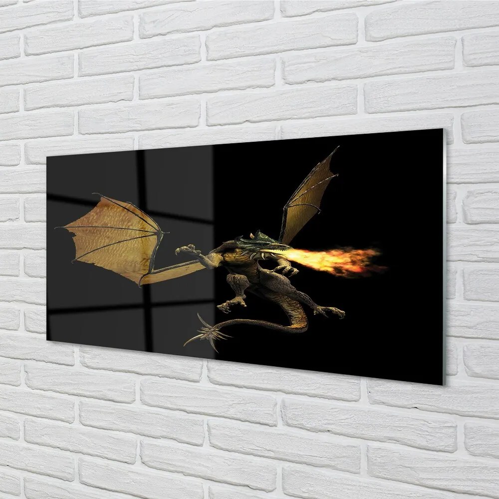 Obraz na skle Ohnivého draka 140x70 cm