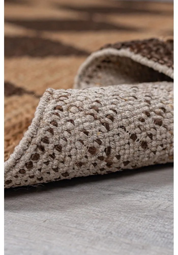 Hnědý/v přírodní barvě ručně tkaný běhoun s příměsí juty 80x230 cm Effie Diamond – Flair Rugs