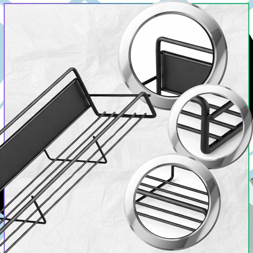 Camerazar Magnetická police do lednice nebo koupelny, organizér do domácnosti, černá