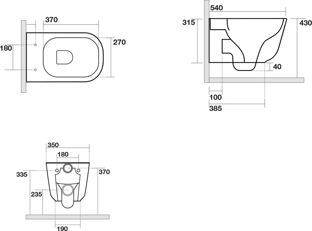 Kerasan, TRIBECA závěsná WC mísa, Rimless, 35x54 cm, bílá, 511401