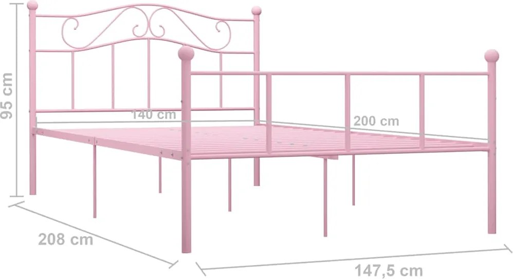 Rám postele růžový kov 140 x 200 cm 284540