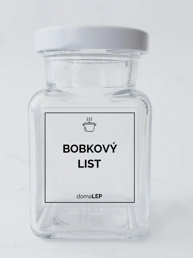 Samolepka na kořenky BOBKOVÝ LIST průhledná 5 × 5 cm tučné písmo