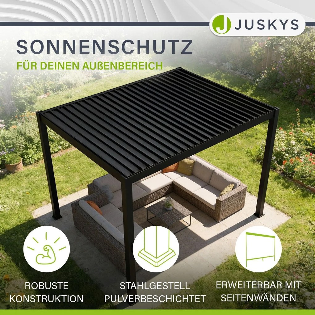 Juskys Lamelová pergola Tahiti 3 × 4 m s boční stěnou 4 m