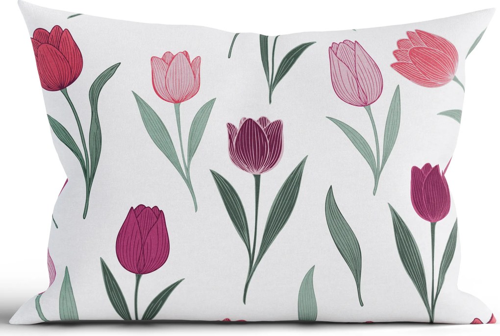 MK Lůžkoviny Bavlněný povlak na polštář Renforcé 40 x 60 cm - Květy tulipánů fialové