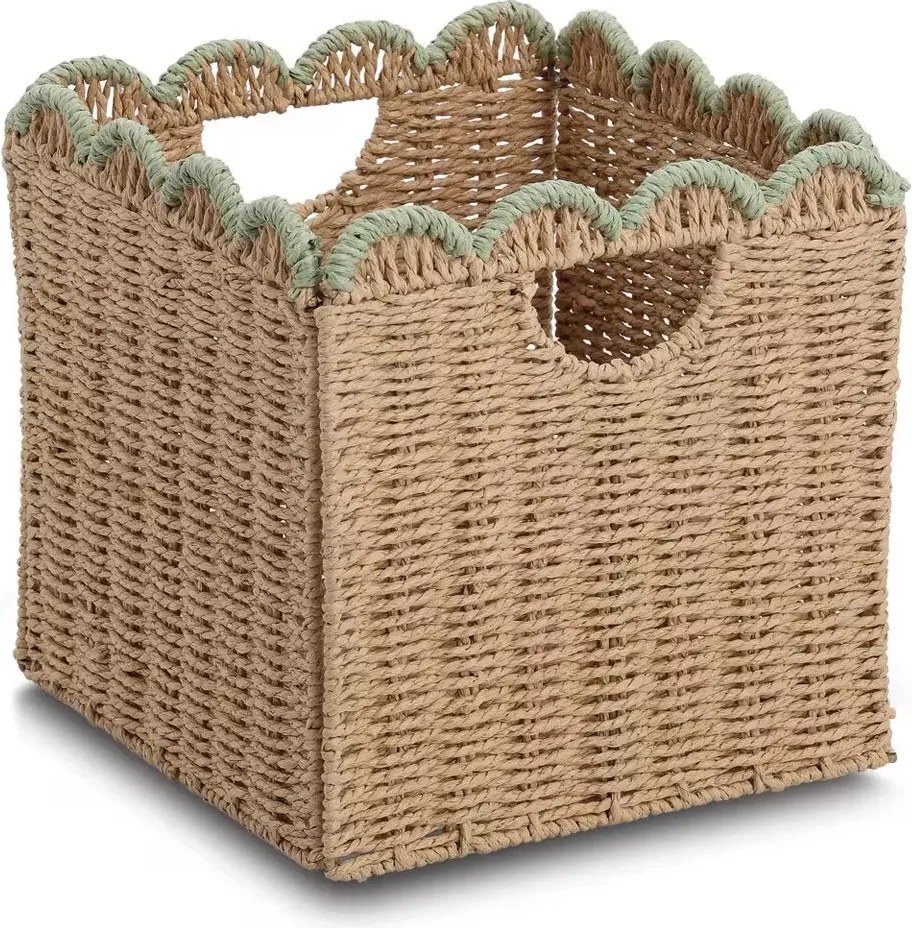 Zeller Present Úložný koš, přírodní materiál, mátový, skládací MATHA - 30 x 30 x 30cm