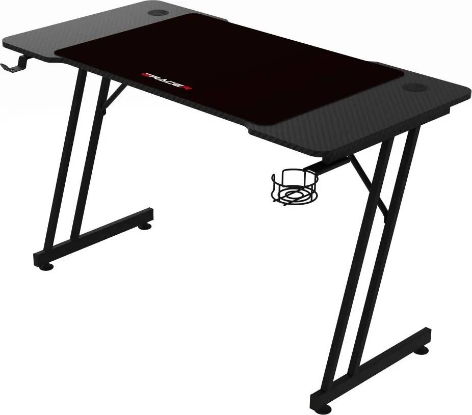 Herní stůl ERACER H1102 — 120x60 cm, kov, melamin, černá