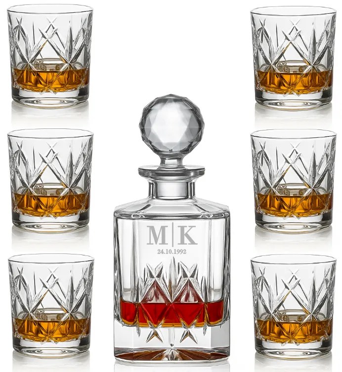 Dekorant Whisky set s monogramem York 1+6