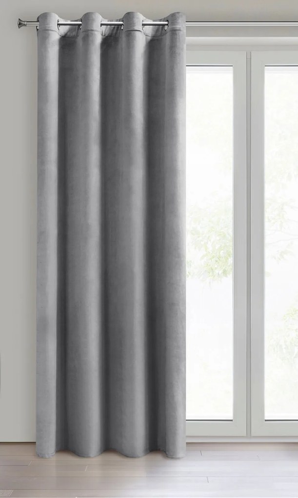 ZATEMŇOVACÍ ZÁVĚS NA KROUŽCÍCH MELANIE 140X250 CM STŘÍBRNÁ