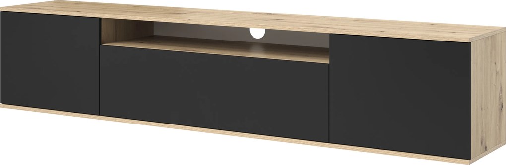 Eka Závěsný stolek pod televizi EMI 200 cm - Dub Artisan + Černý mat