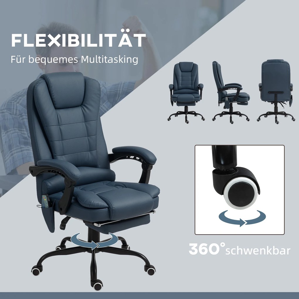 Kancelářská židle Vinsetto se 7bodovou masáží, ergonomická kancelářská židle s funkcí polohování, výškově nastavitelná manažerská židle s dálkovým ov…