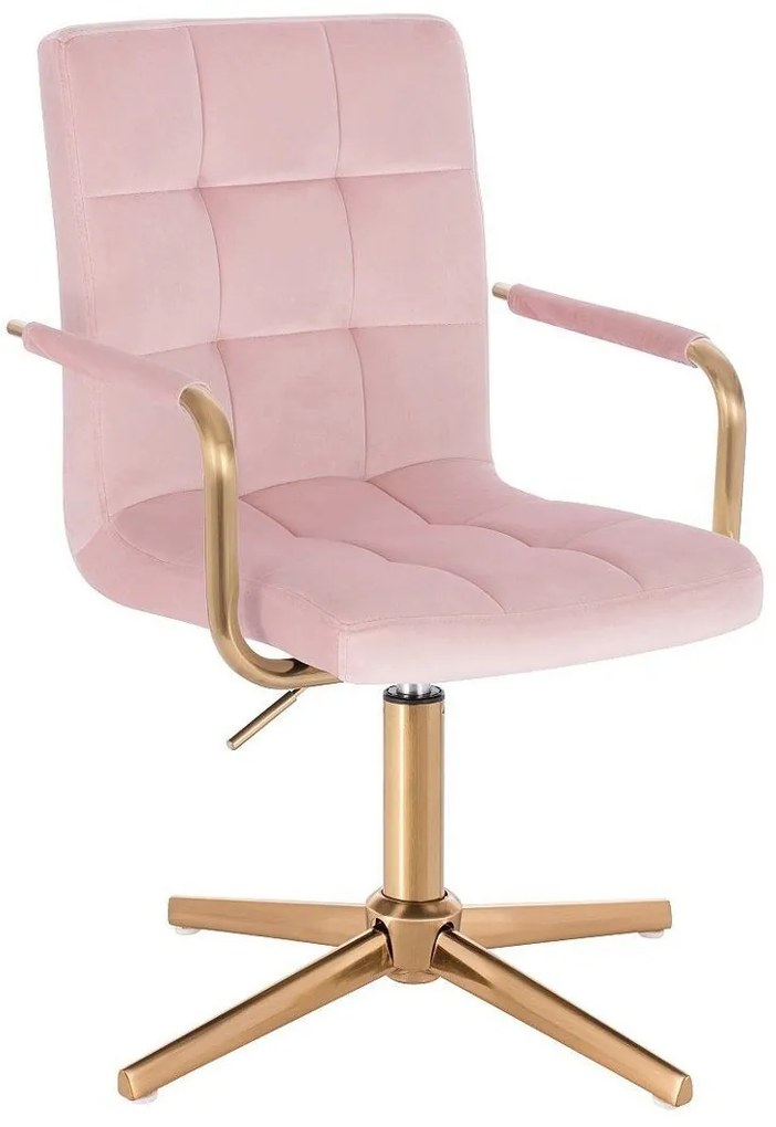 LuxuryForm DESIGN Otočná židle VERONA GOLD VELUR na zlatém kříži - růžová