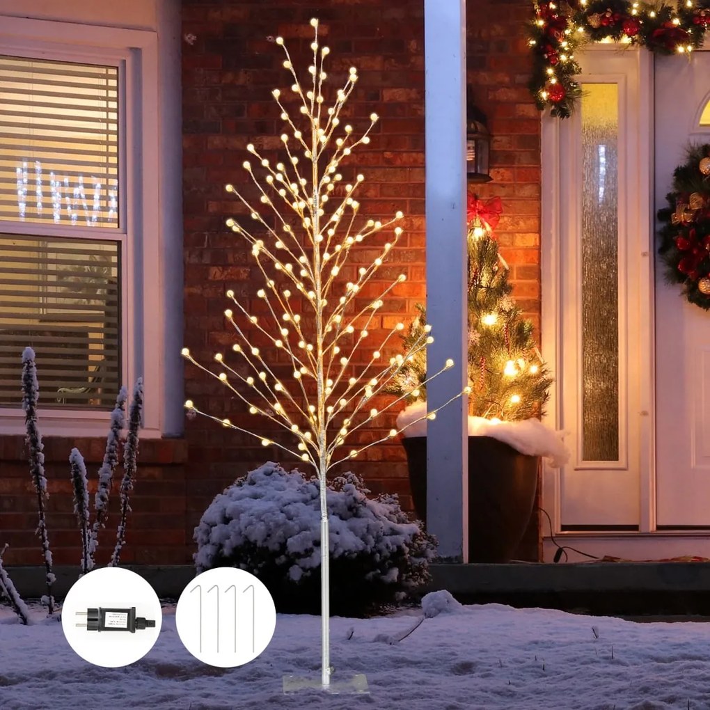 Costway Dekorační LED bříza 155 cm s teplým bílým světlem