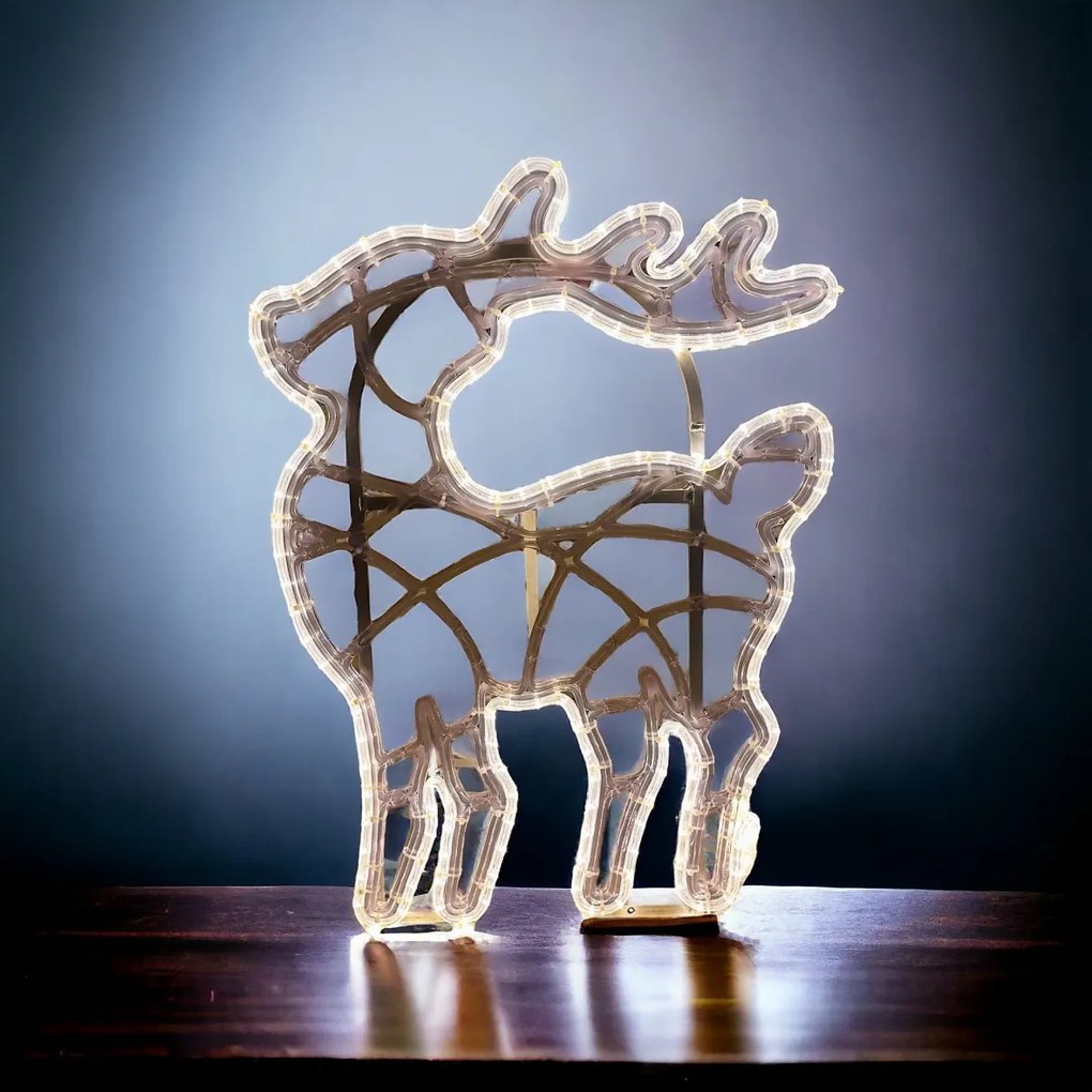 Easy Fix 2D LED svítící jelínek, závěsný, 47 × 64 × 2 cm, ledově bílá, 3D tisk, DZX0093S1