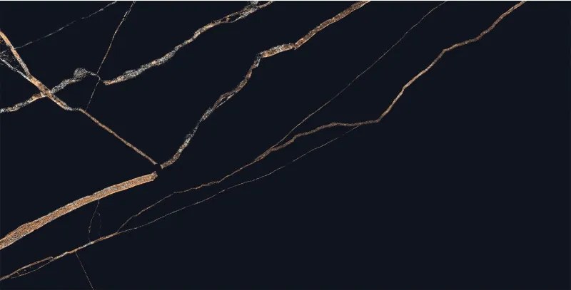 Mexen Fossil Černý vzorek glazované rektifikované dlaždice G1, podlahová-stěnová dlaždice, vysoký lesk - TL213-00-S