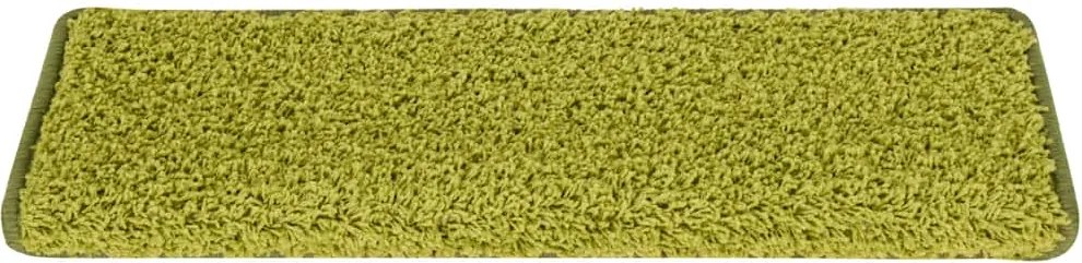 Schodové rohože 15 ks 65 x 21 x 4 cm zelené s obdélníkovým okrajem 326204