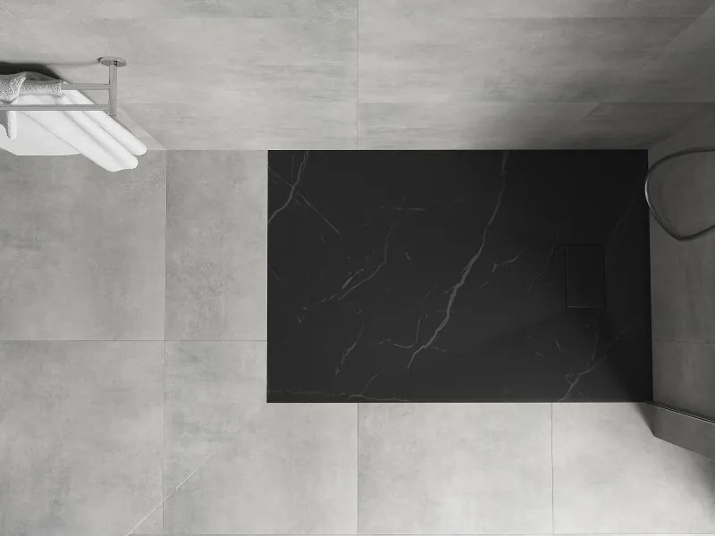 Mexen Hugo, obdélníková sprchová vanička, SMC, 130x80cm, imitace kamene - černá, 42758013