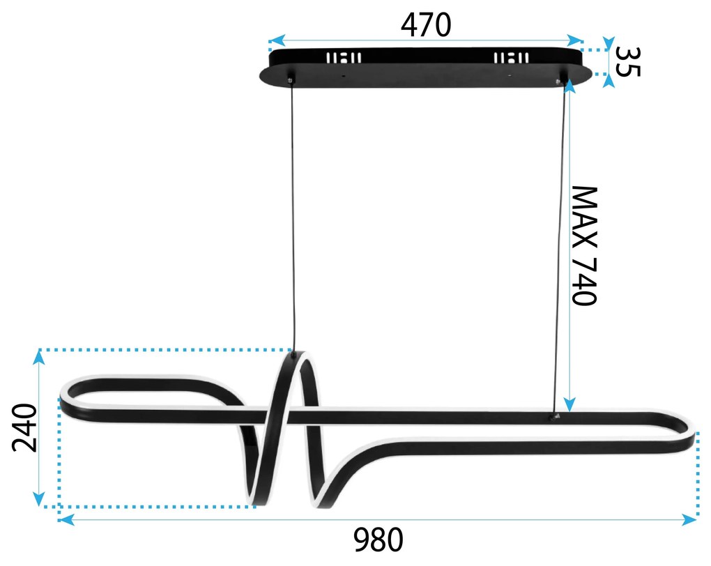 Toolight Závěsné LED osvětlení Modern A1 G038-CP černé