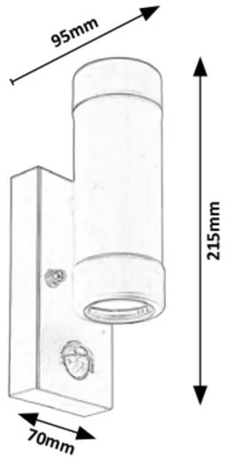 Rabalux 8835 - Venkovní nástěnné svítidlo se senzorem MEDINA 2xGU10/10W/230V
