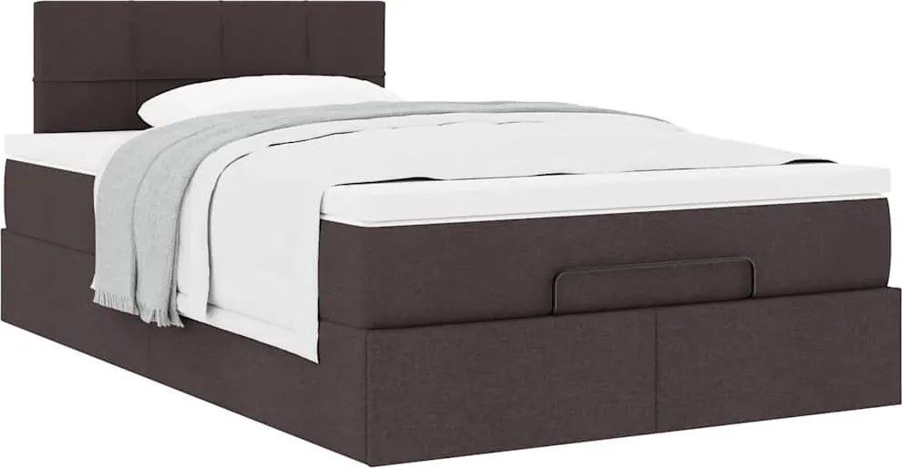 Osmanský rám postele s matrací tmavě hnědá 120x190cm textil 3311445