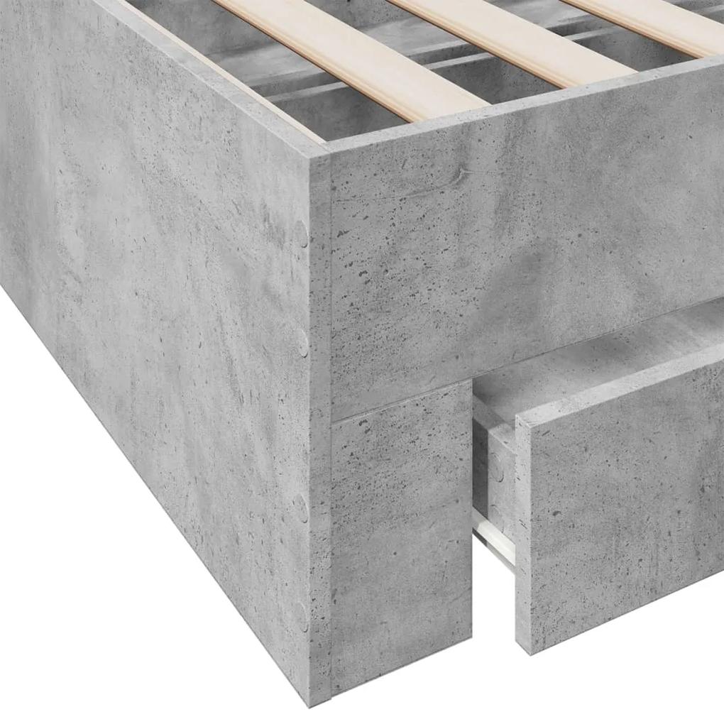 Rám postele se zásuvkami betonově šedý 140 x 190 cm kompozit