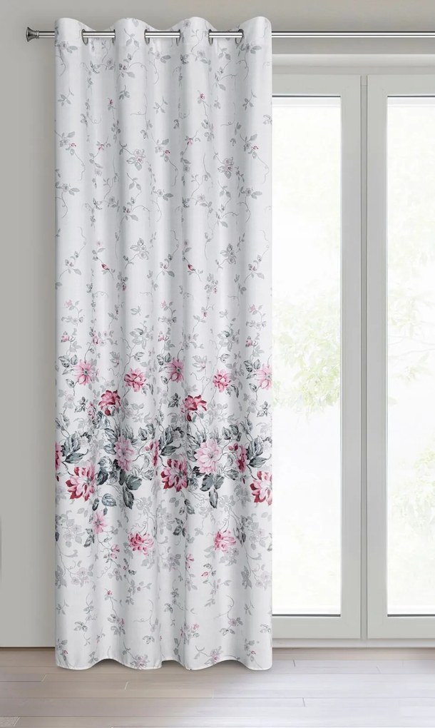 ZÁCLONA NA KROUŽCÍCH LEA05 140X250 CM KVĚTY