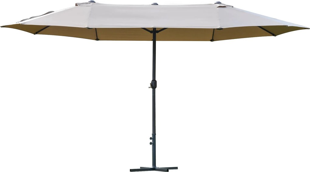 Outsunny XXL Zahradní Slunečník s Křížovou Bází Velikost 4,6L x 2,7W x 2,4H m S Mechanismem Otevírání a Zavírání Ocel High Density Polyester Káva | Ao