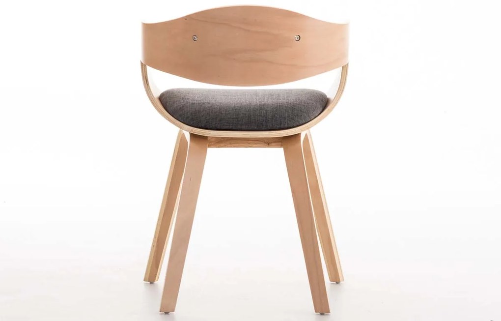 Jídelní židle Egdware - dřevo a látkový potah | přírodní a světle šedá